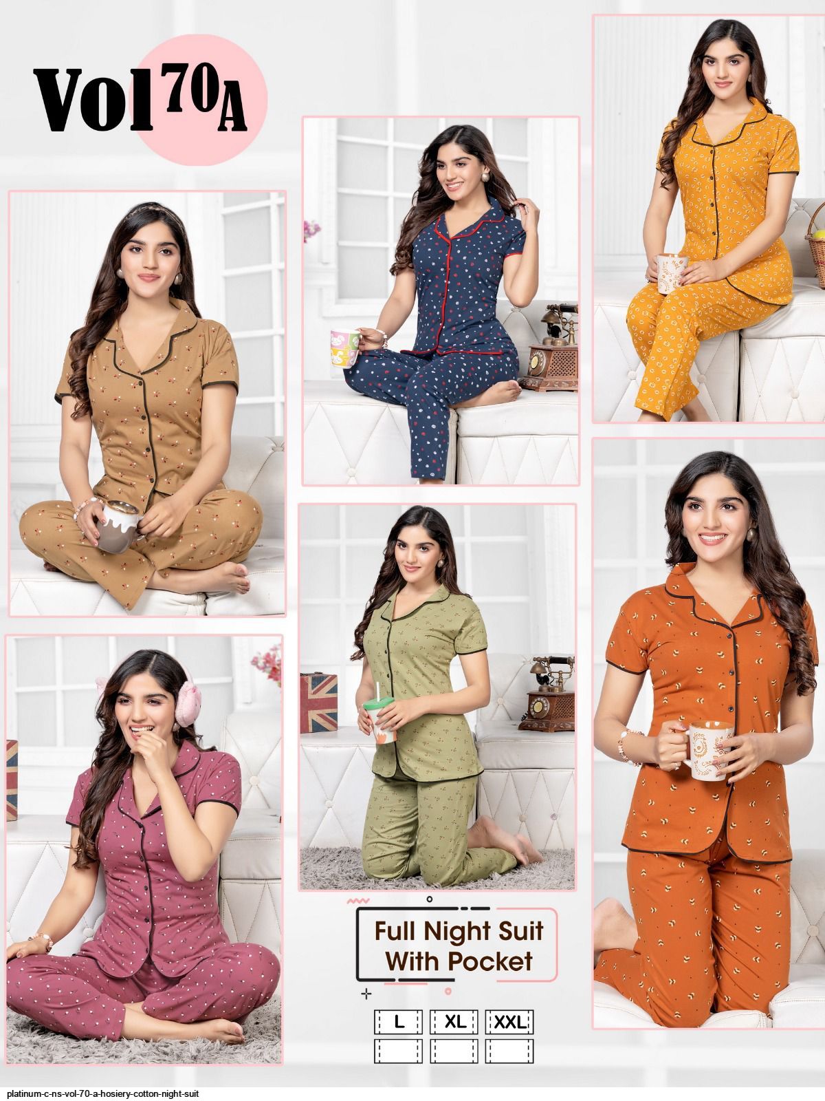 PLATINUM C NS VOL 70 A Hosiery Cotton night suit