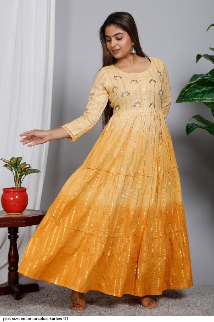 PLUS SIZE COTTON ANARKALI KURTIES 01