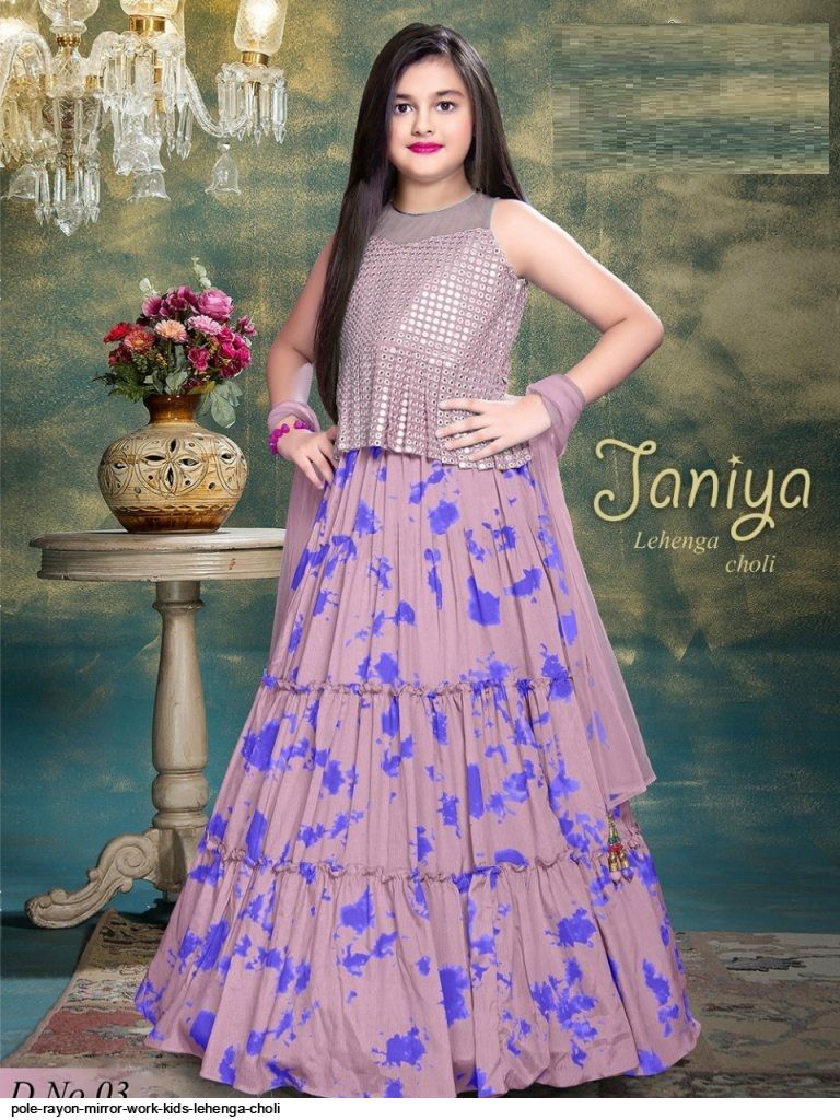 Pole rayon Mirror work KIDS LEHENGA CHOLI