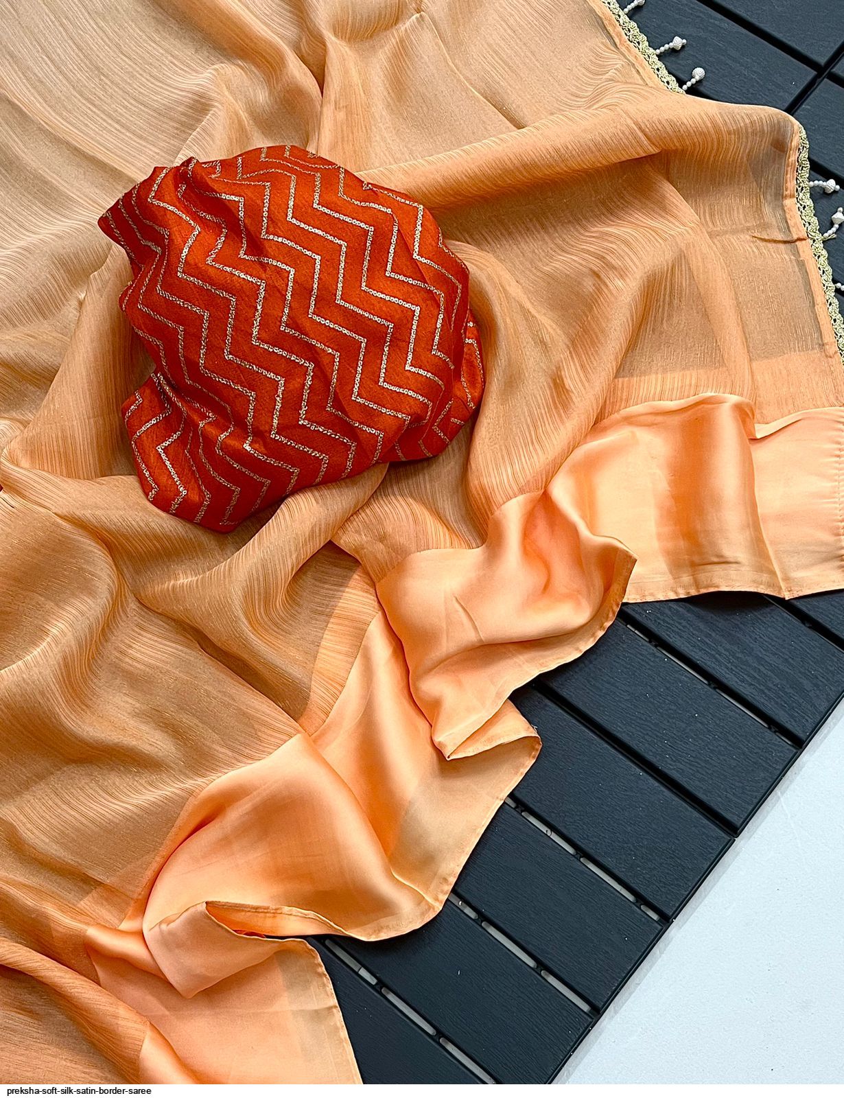 Preksha SOFT SILK SATIN BORDER SAREE