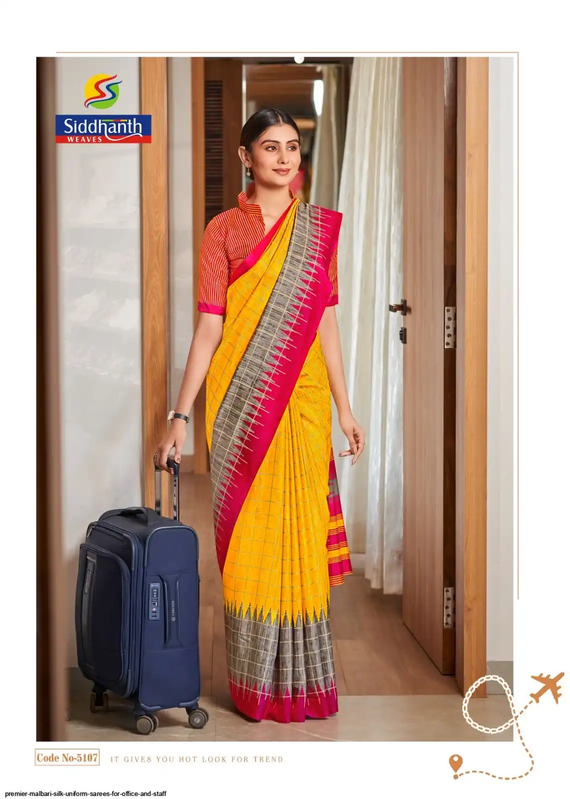 Premier Malbari Silk Uniform Sarees for Office and Staff