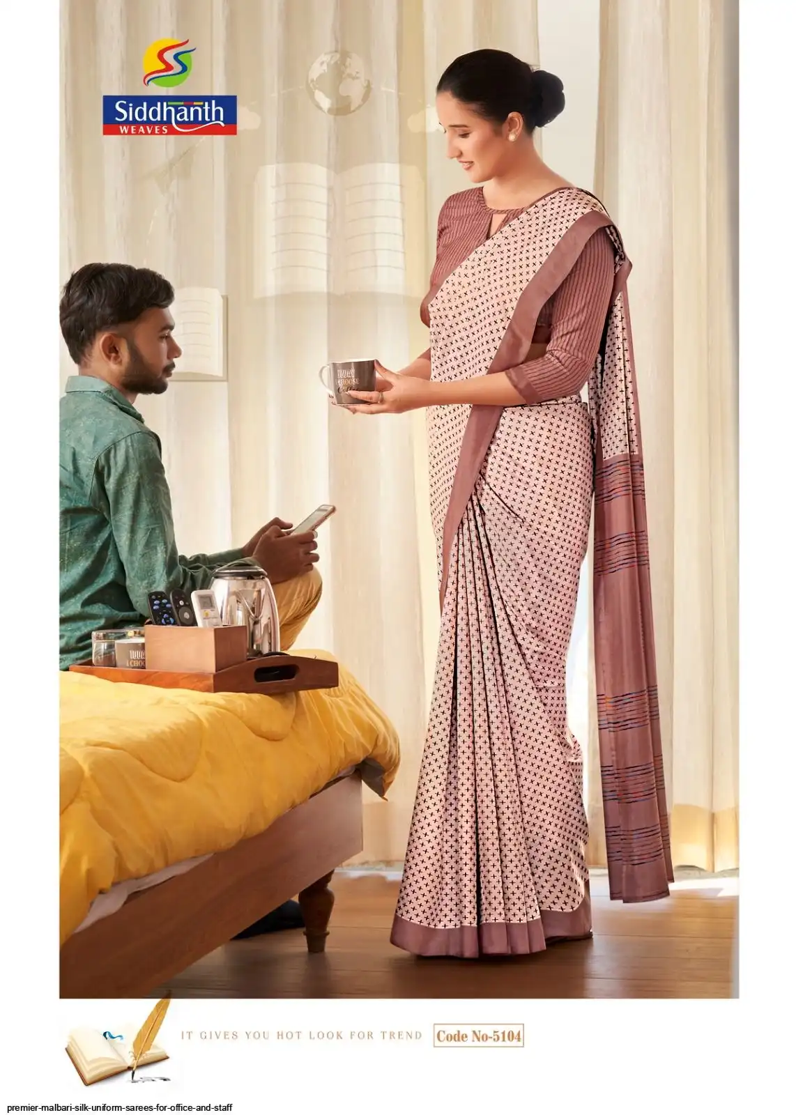 Premier Malbari Silk Uniform Sarees for Office and Staff