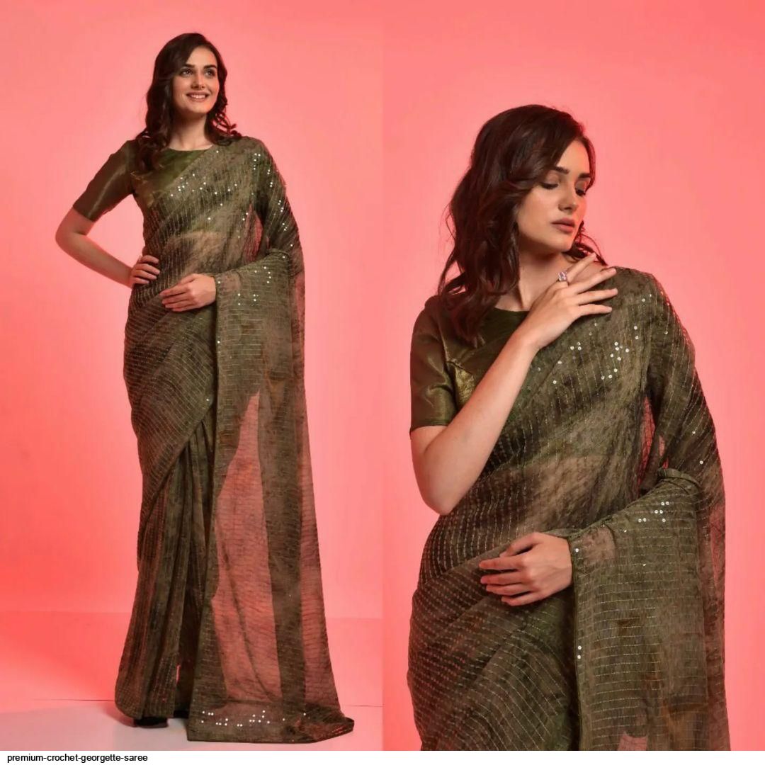 Premium Crochet Georgette Saree