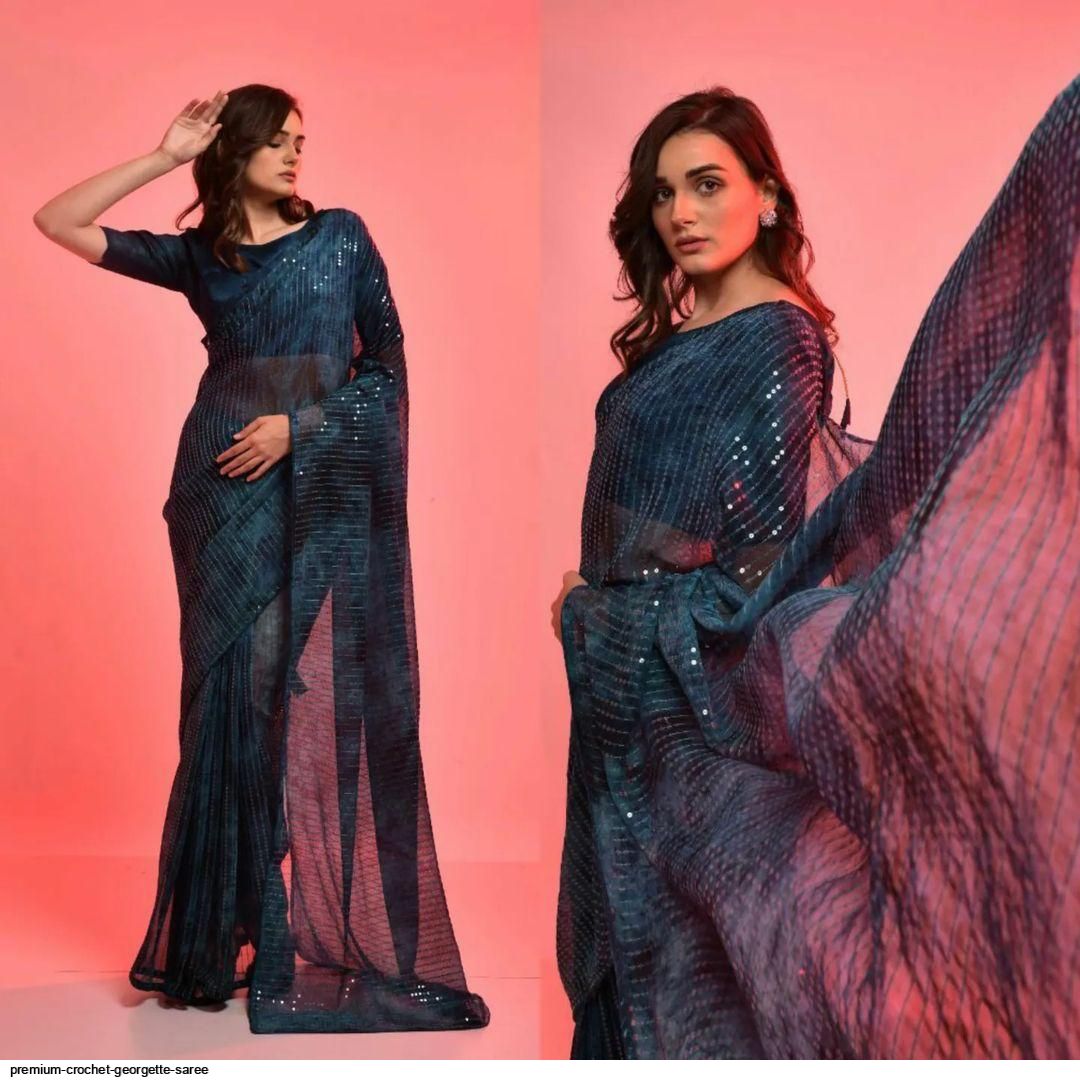 Premium Crochet Georgette Saree