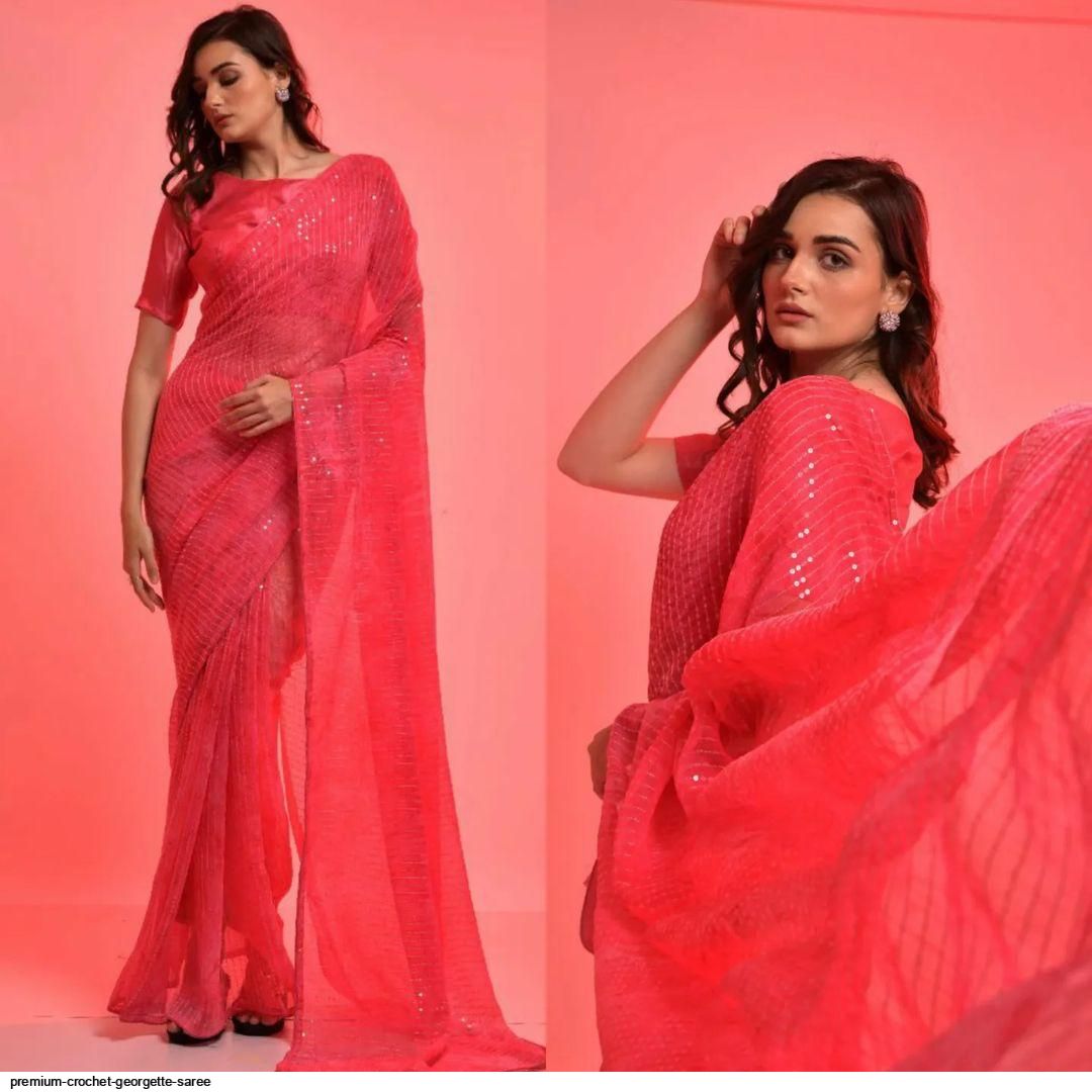 Premium Crochet Georgette Saree