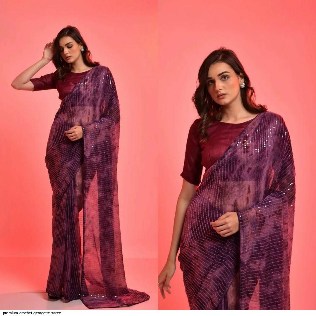 Premium Crochet Georgette Saree