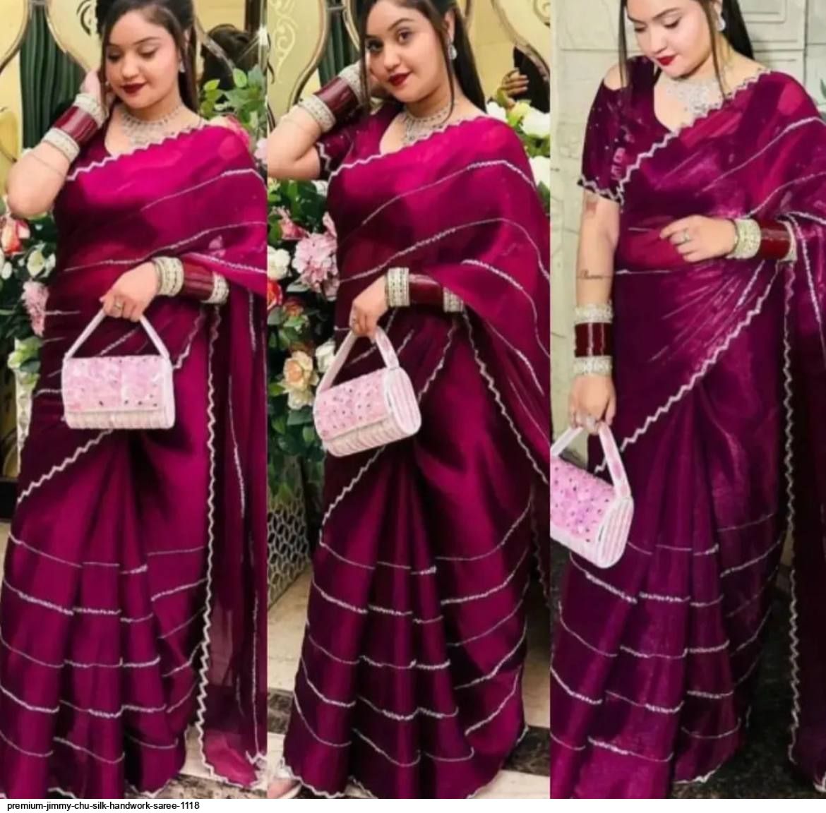 PREMIUM Jimmy Chu Silk HandWork SAREE 1118