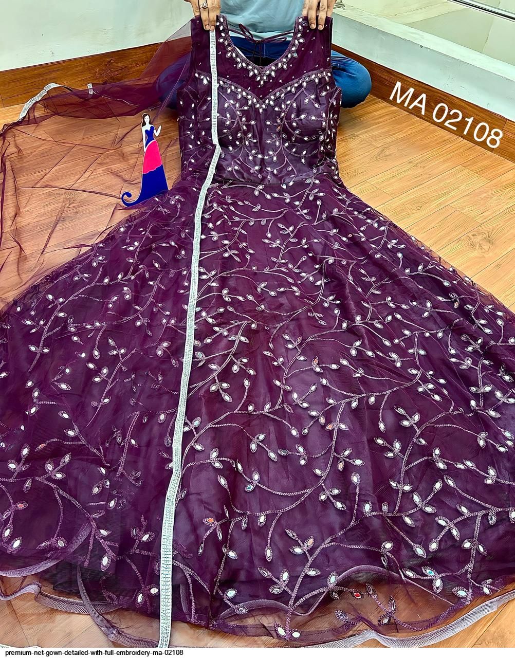 premium net gown detailed with full embroidery MA 02108