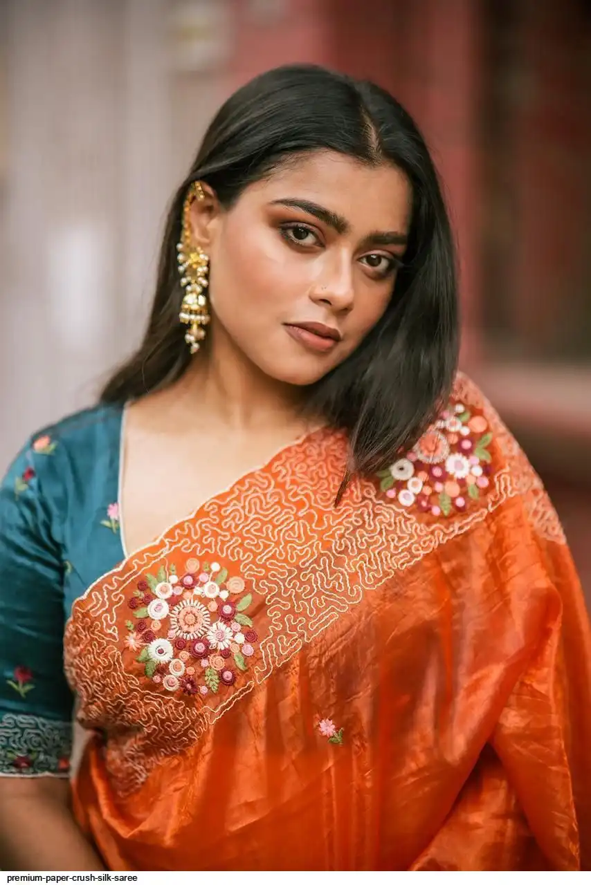 Premium Paper Crush silk saree