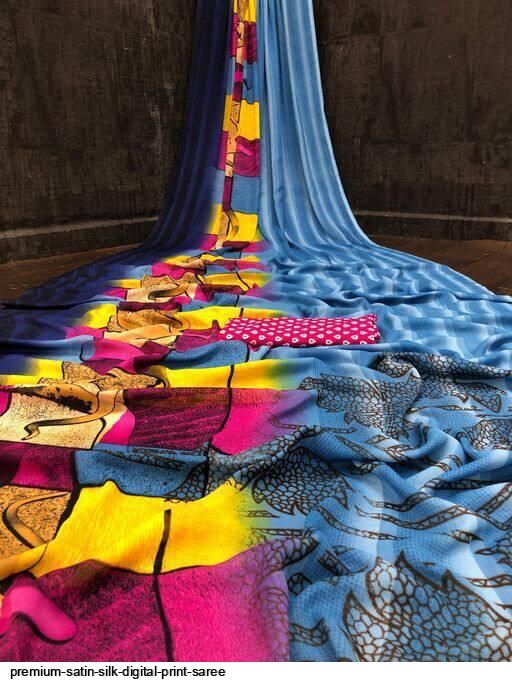 Premium Satin Silk Digital Print SAREE