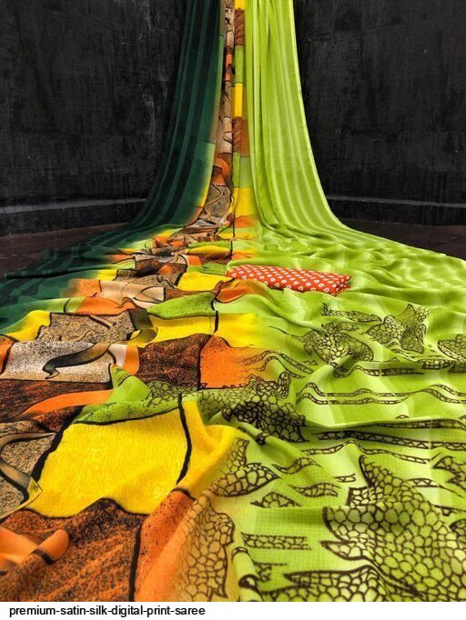 Premium Satin Silk Digital Print SAREE