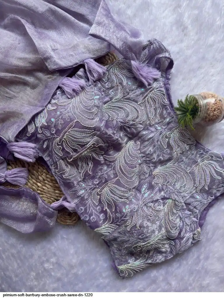 Primium Soft Burrbury Embose crush Saree DN 1220