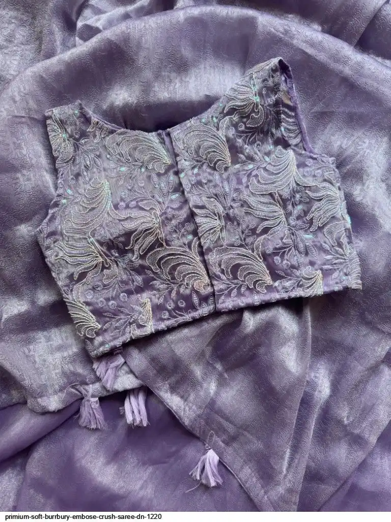 Primium Soft Burrbury Embose crush Saree DN 1220