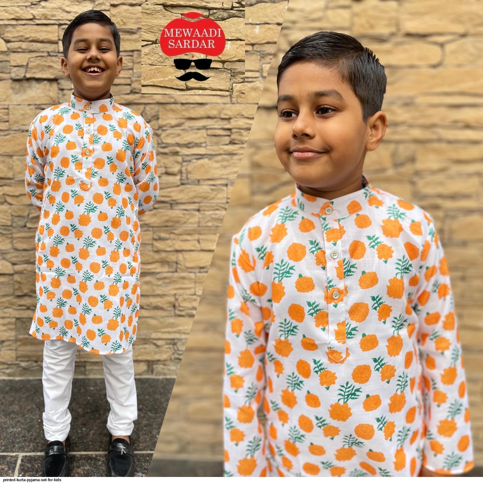 Printed kurta pyjama set for kids