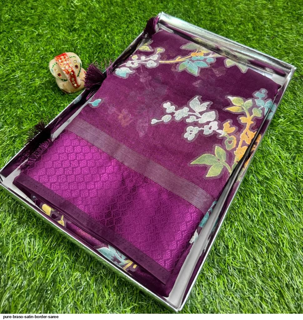 PURE BRASO satin border SAREE