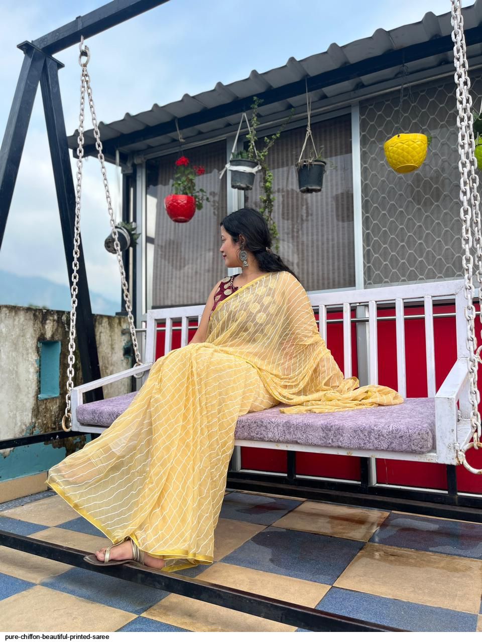 pure chiffon beautiful printed saree