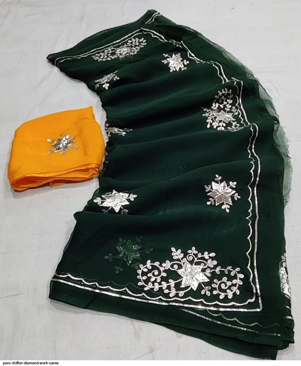 PURE CHIFFON DIAMOND WORK SAREE