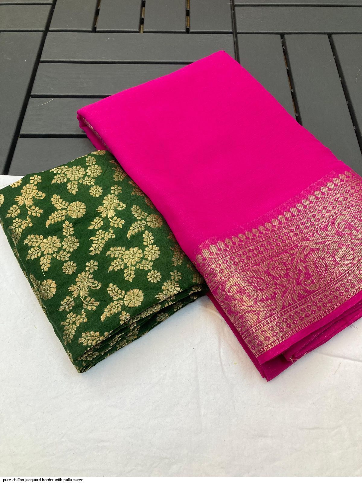Pure chiffon jacquard border with pallu saree