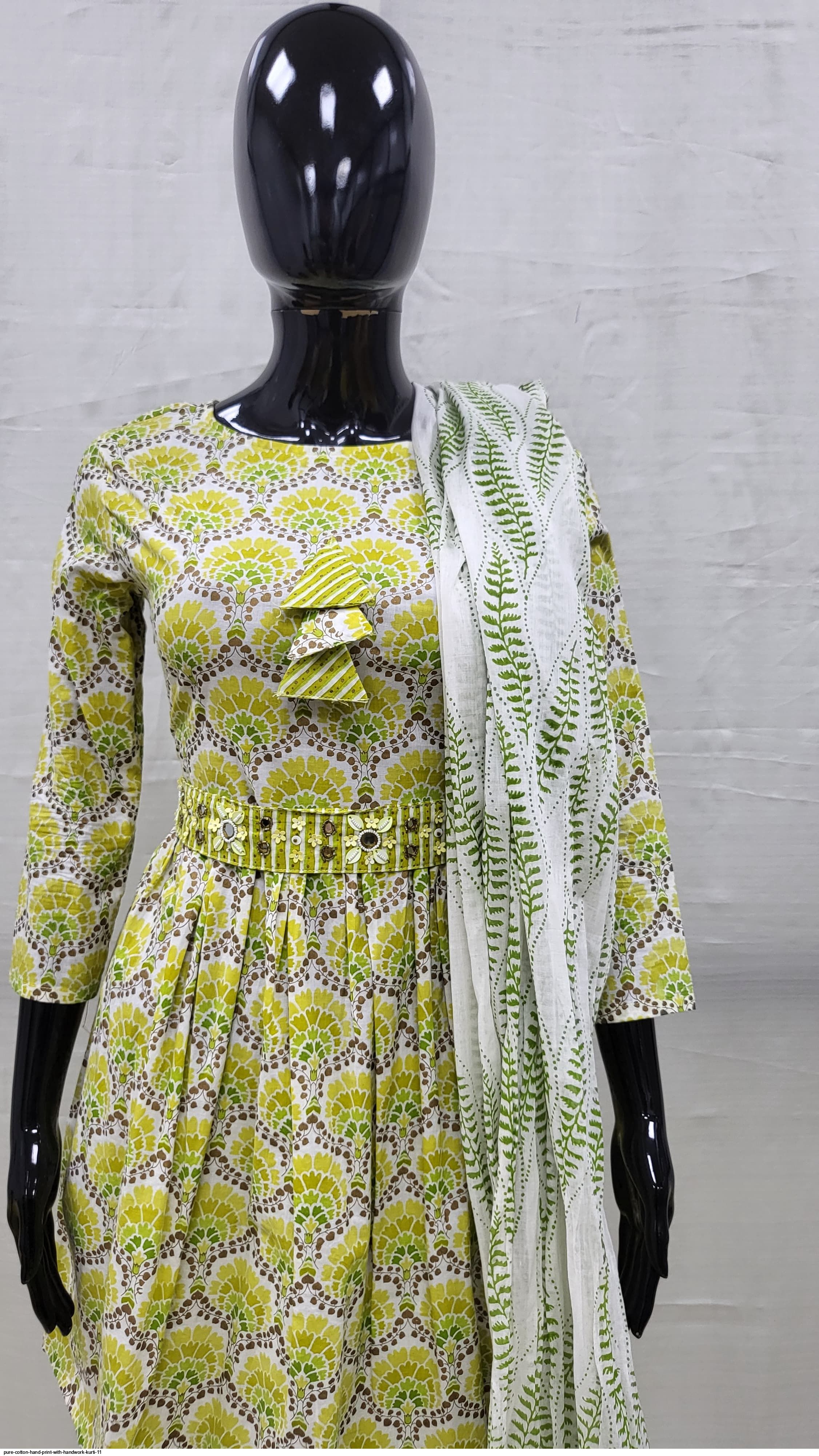 PURE Cotton Hand Print with Handwork kurti 11