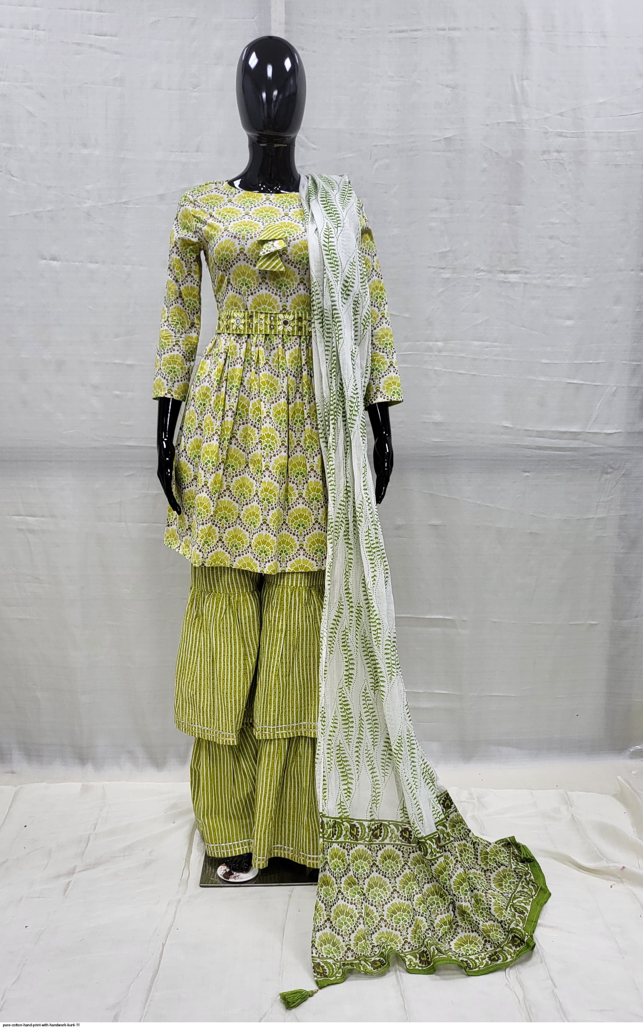 PURE Cotton Hand Print with Handwork kurti 11