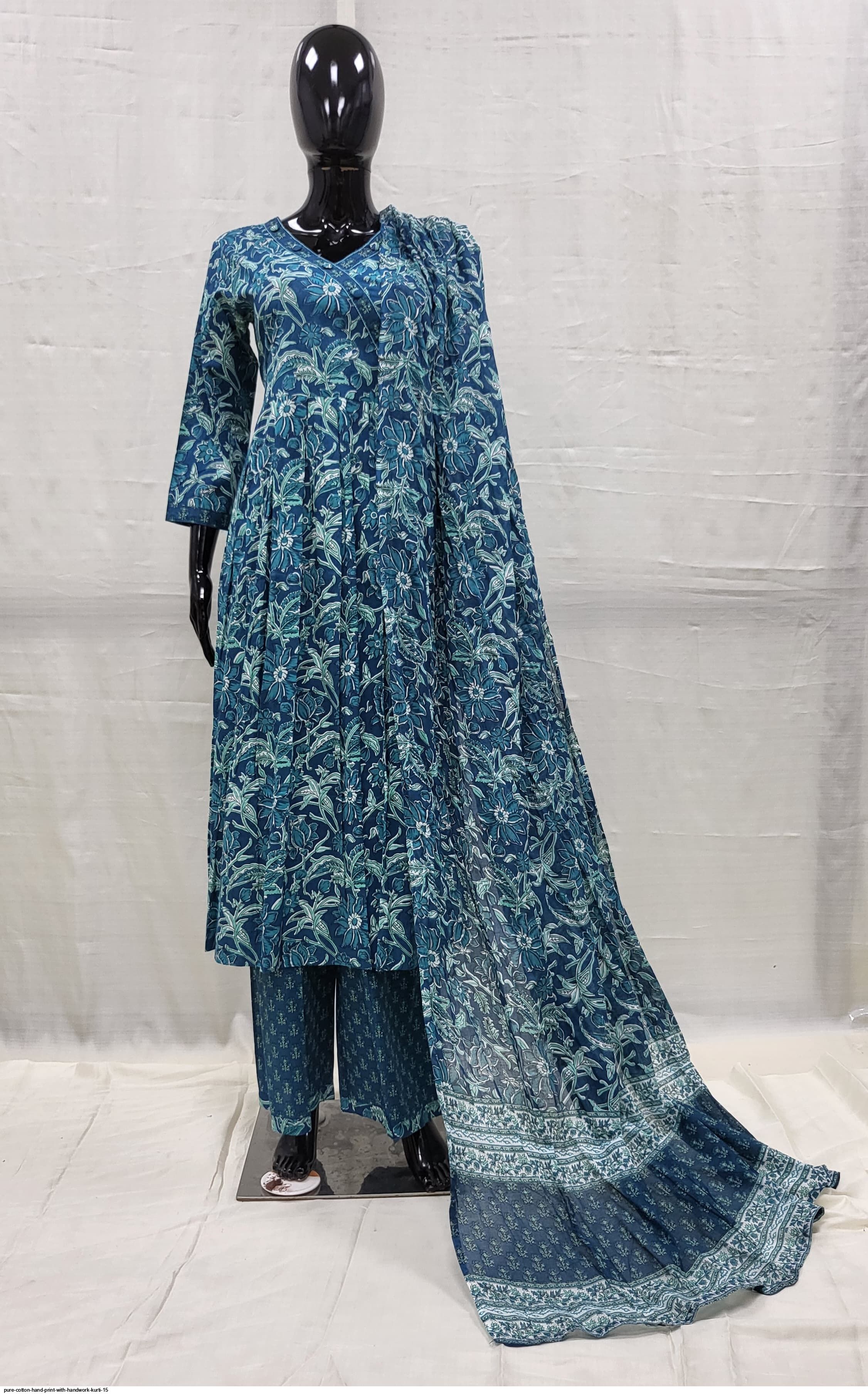 PURE Cotton Hand Print with Handwork kurti 15