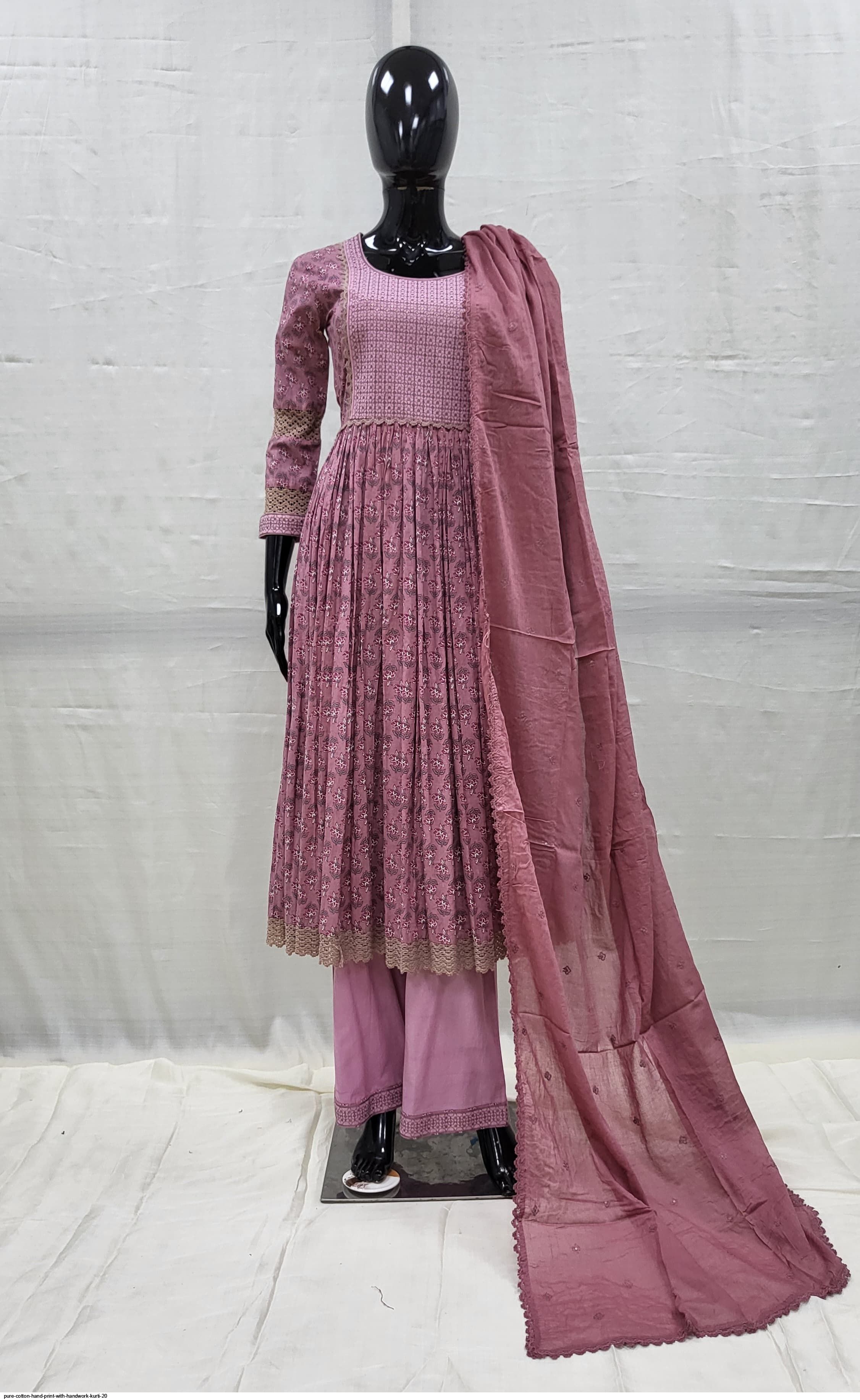 PURE Cotton Hand Print with Handwork kurti 20