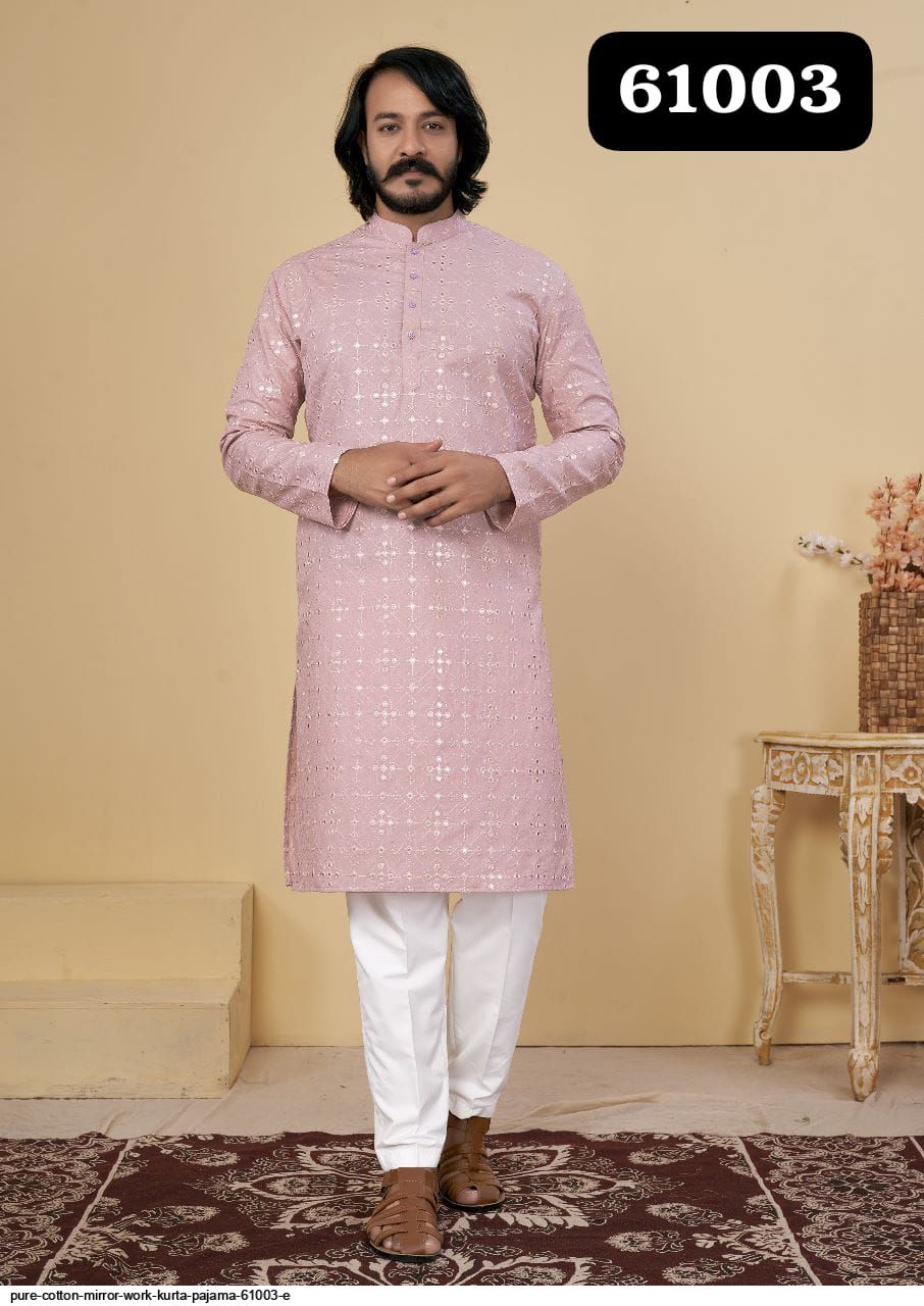 PURE COTTON MIRROR WORK KURTA PAJAMA 61003