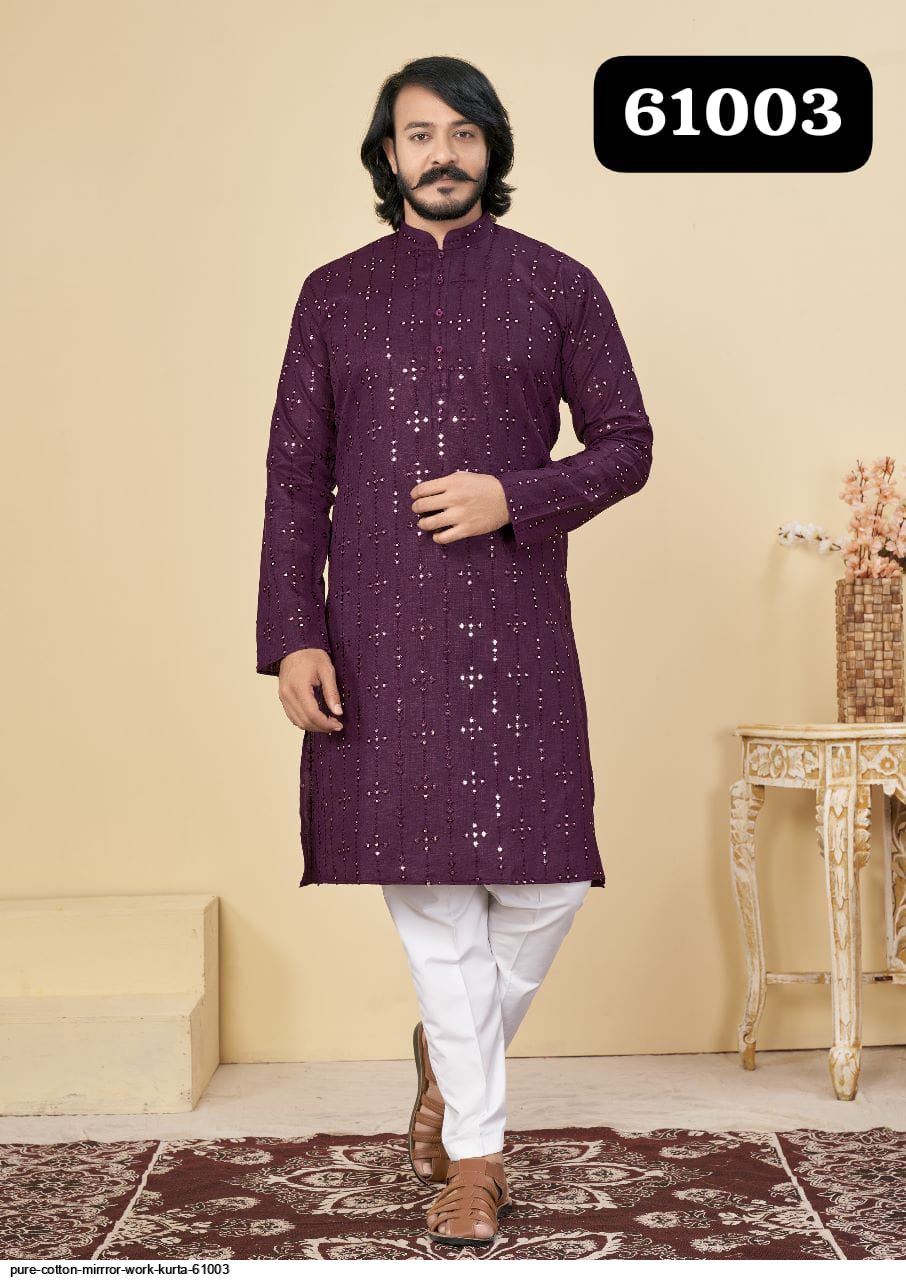 PURE COTTON MIRRROR WORK KURTA 61003