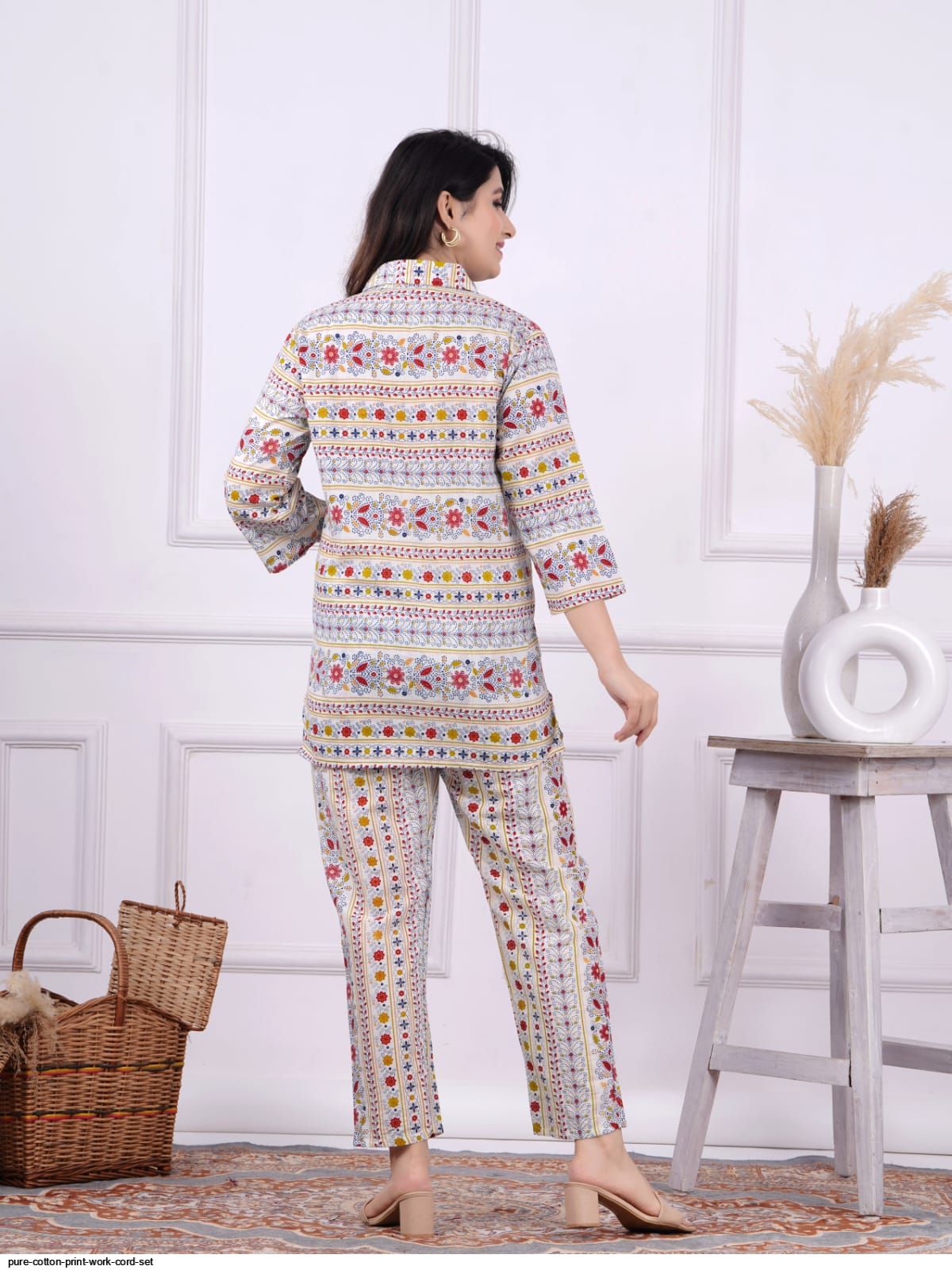 PURE COTTON PRINT WORK CORD SET