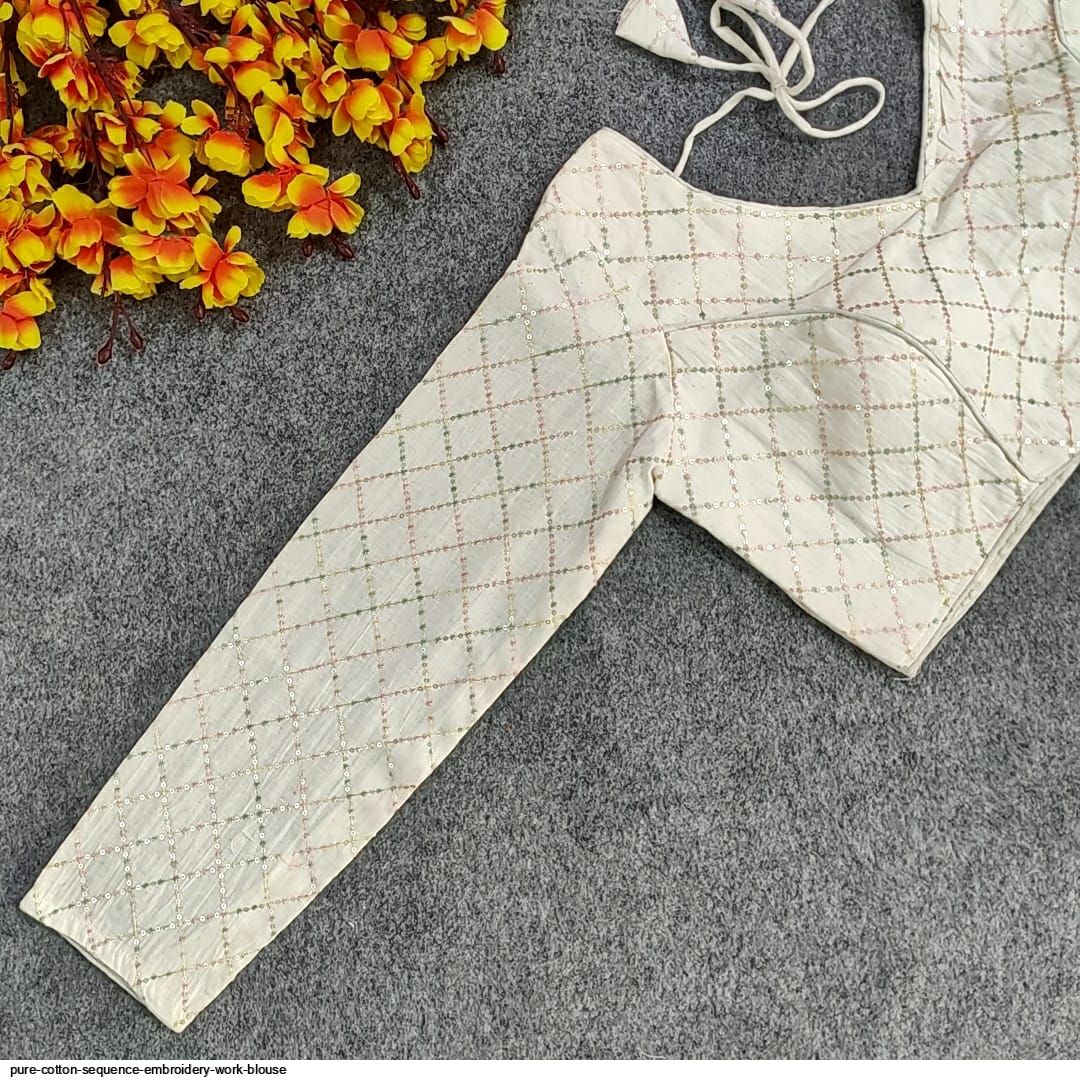 pure cotton Sequence Embroidery Work blouse