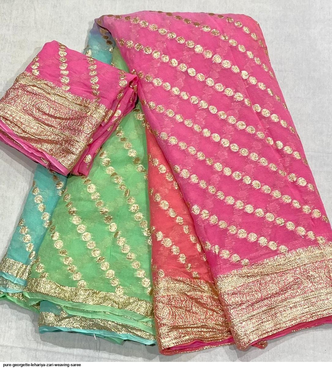 PURE GEORGETTE LEHARIYA ZARI weaving SAREE