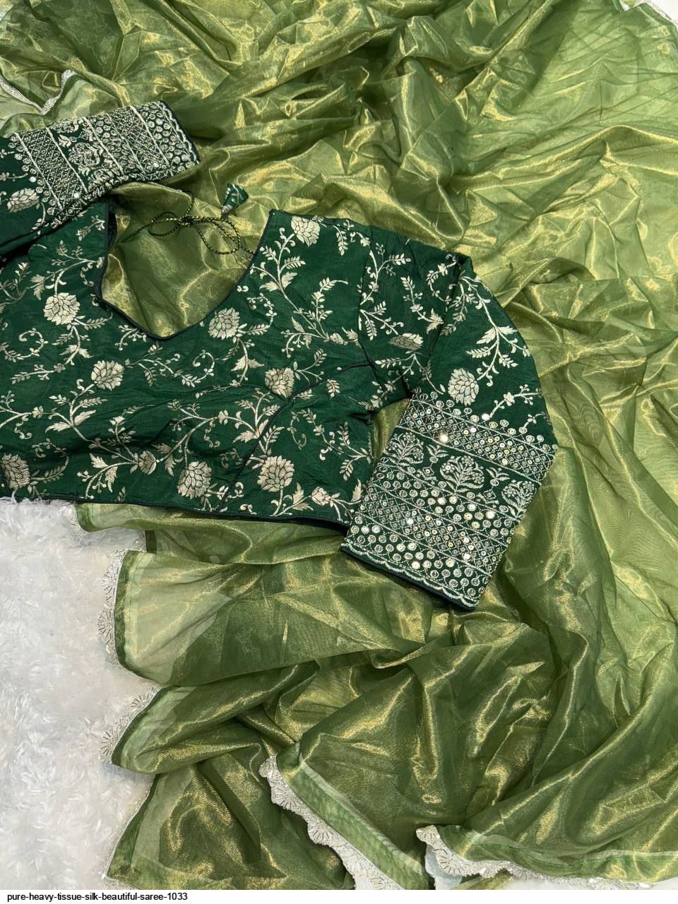 Pure Heavy Tissue Silk beautiful Saree 1033