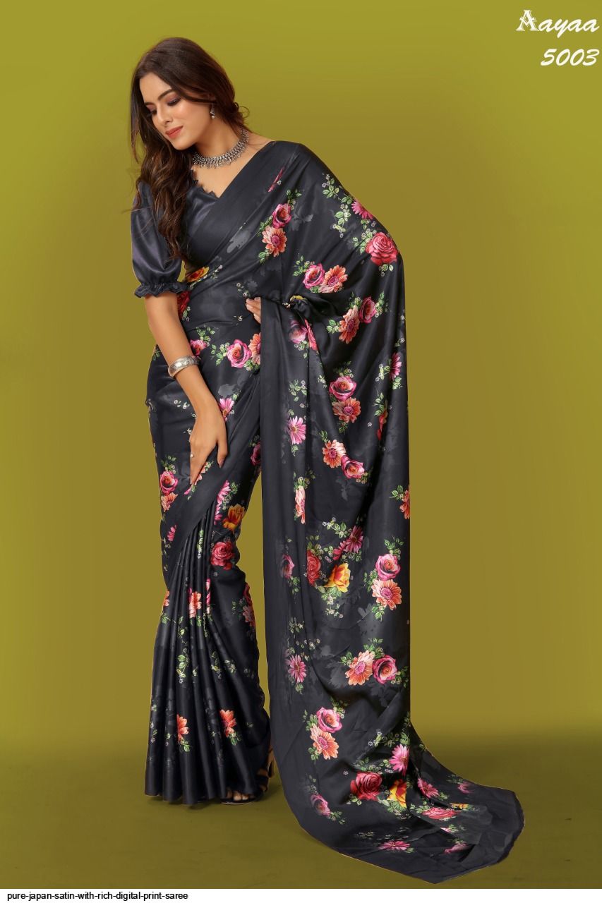 PURE JAPAN SATIN WITH RICH DIGITAL PRINT SAREE