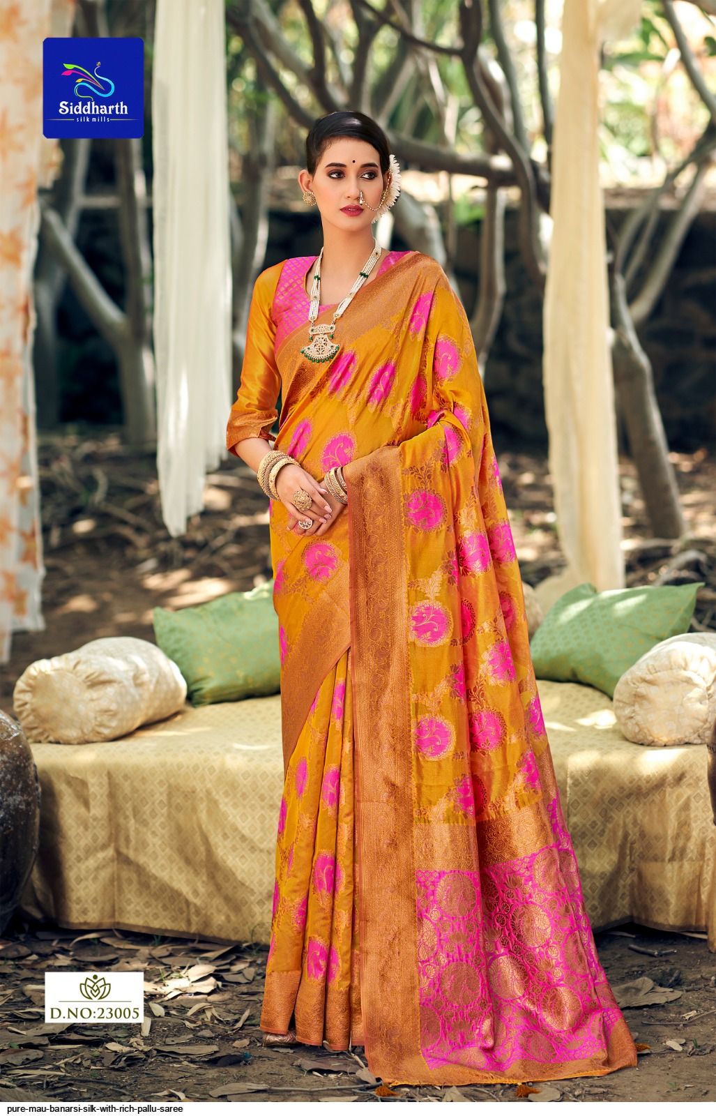 pure mau banarsi silk with rich Pallu saree