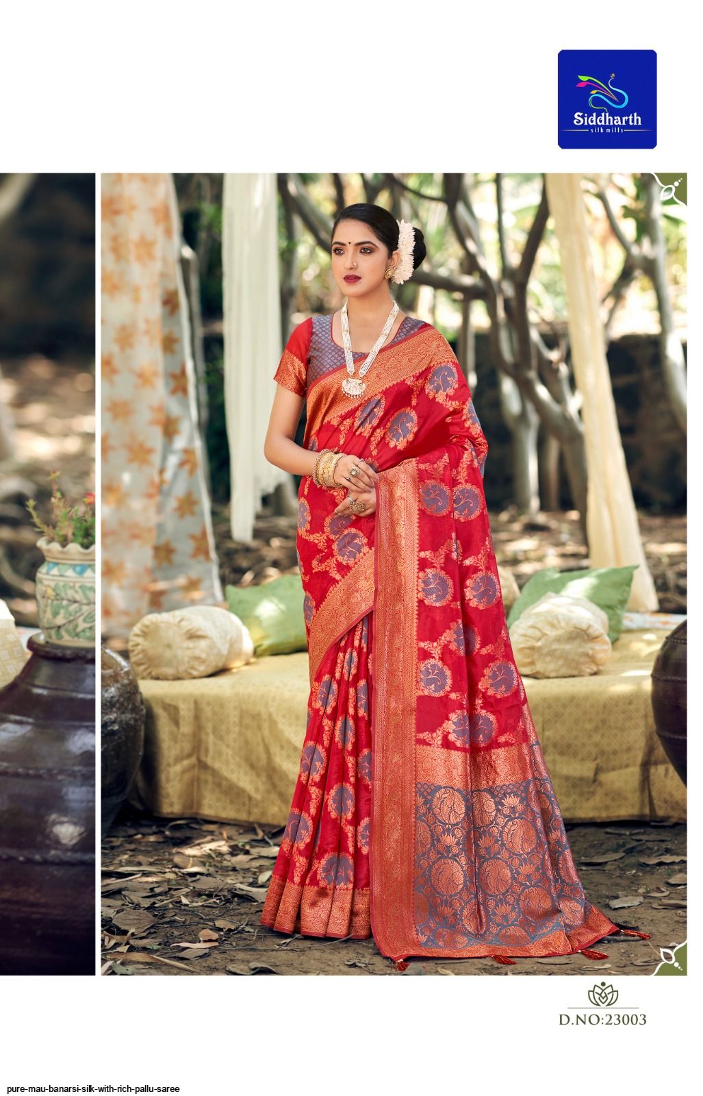 pure mau banarsi silk with rich Pallu saree