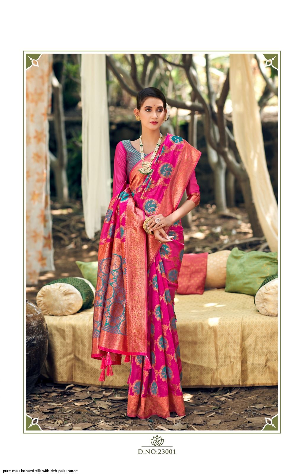 pure mau banarsi silk with rich Pallu saree