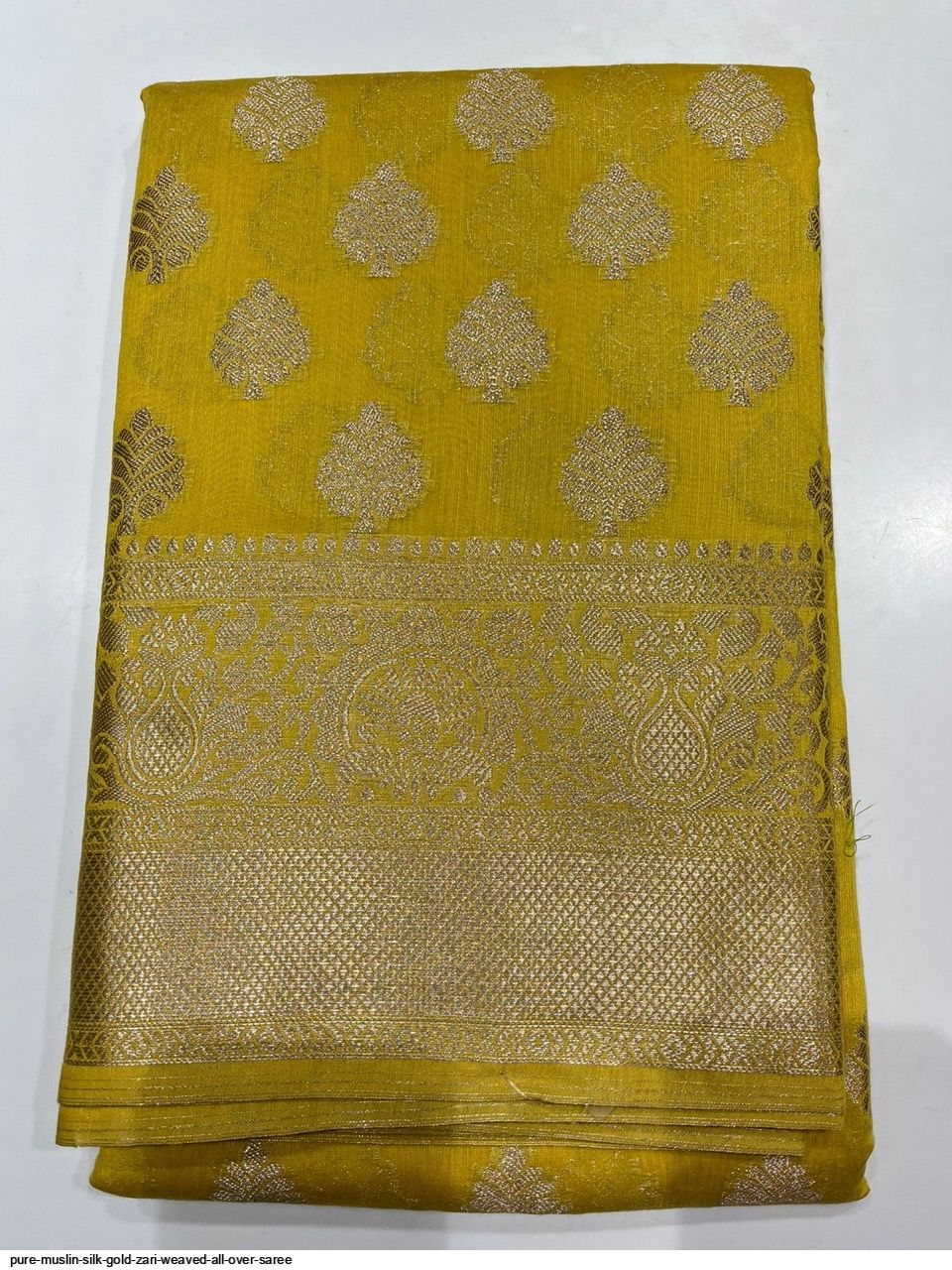 Pure muslin silk gold zari weaved all Over saree Pure muslin silk gold zari weaved all Over saree