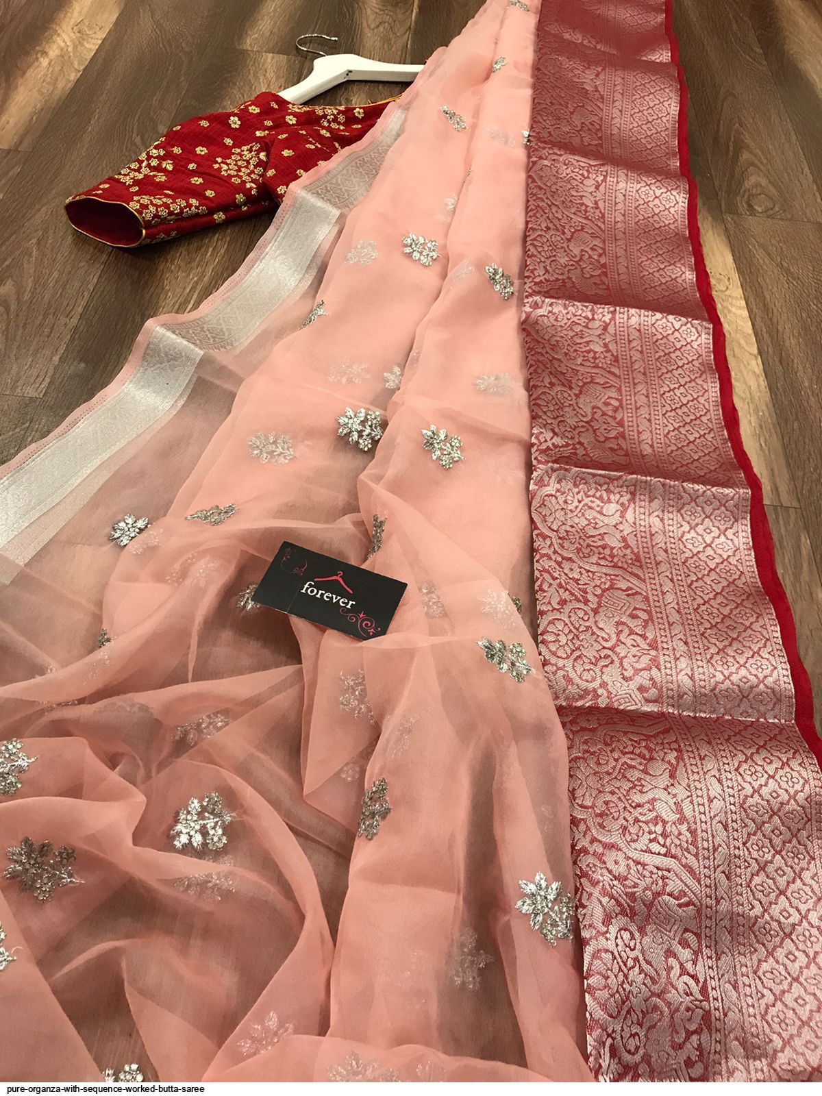 Pure organza with sequence worked Butta saree