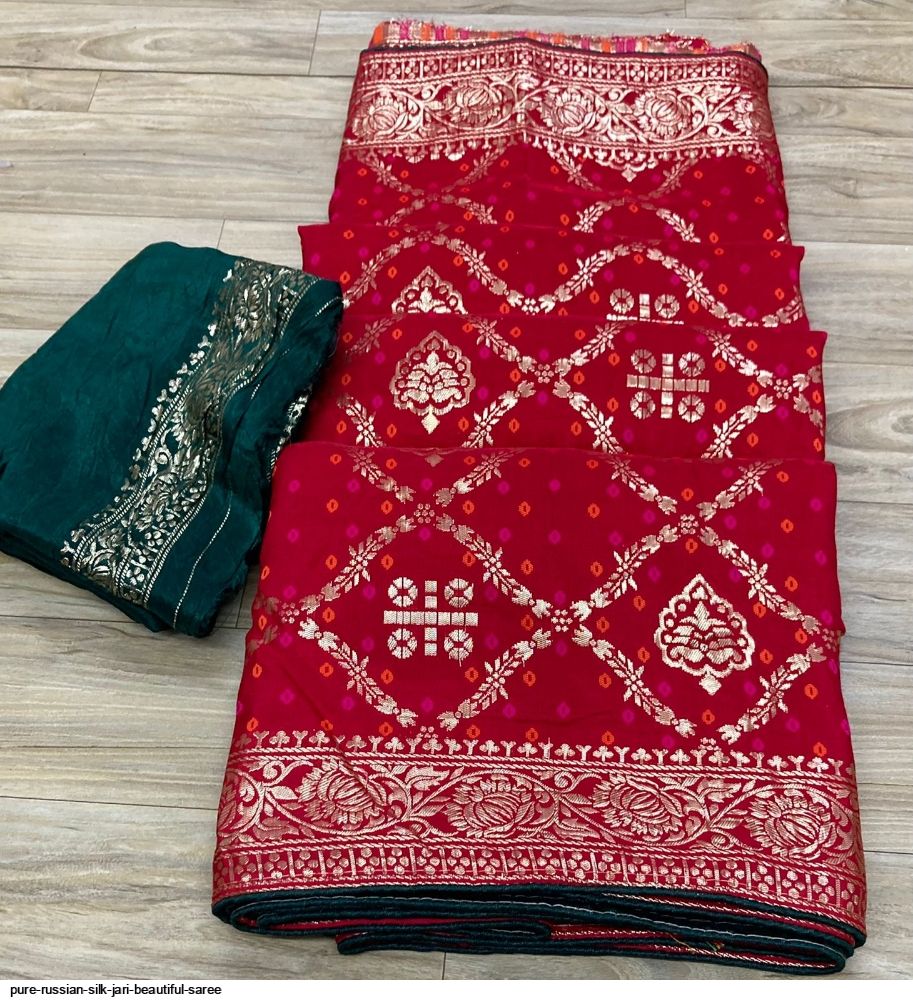 Pure Russian Silk Jari beautiful saree