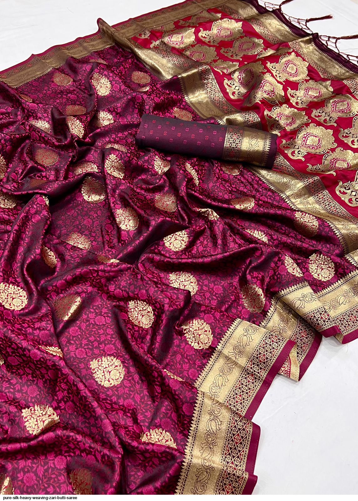 Pure Silk Heavy Weaving Zari Butti saree