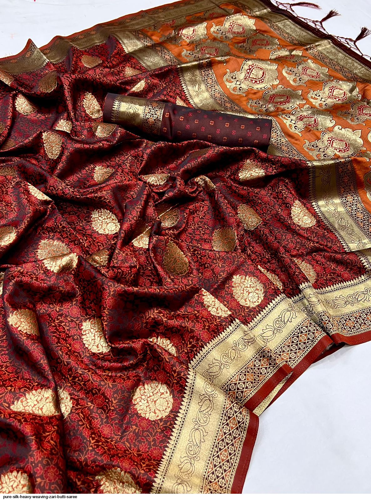 Pure Silk Heavy Weaving Zari Butti saree