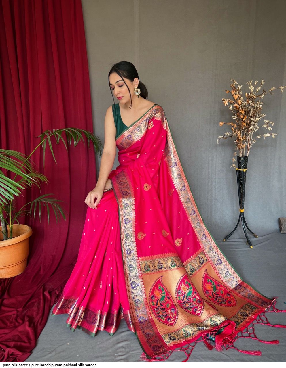 Pure silk sarees Pure Kanchipuram paithani silk sarees