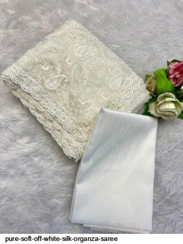 Pure soft Off-white silk organza saree