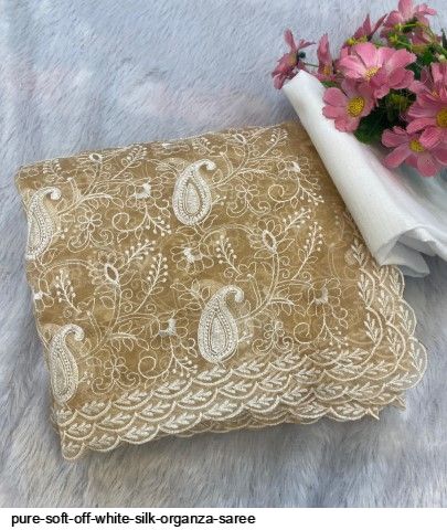 Pure soft Off-white silk organza saree