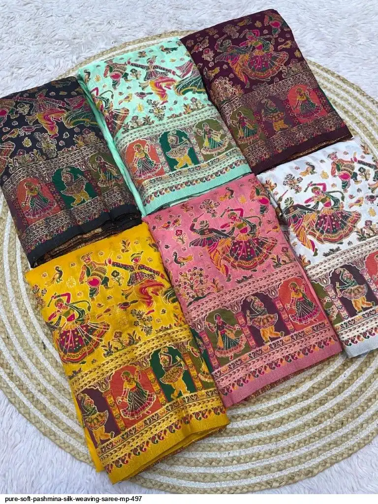Pure soft pashmina silk weaving saree Mp 497