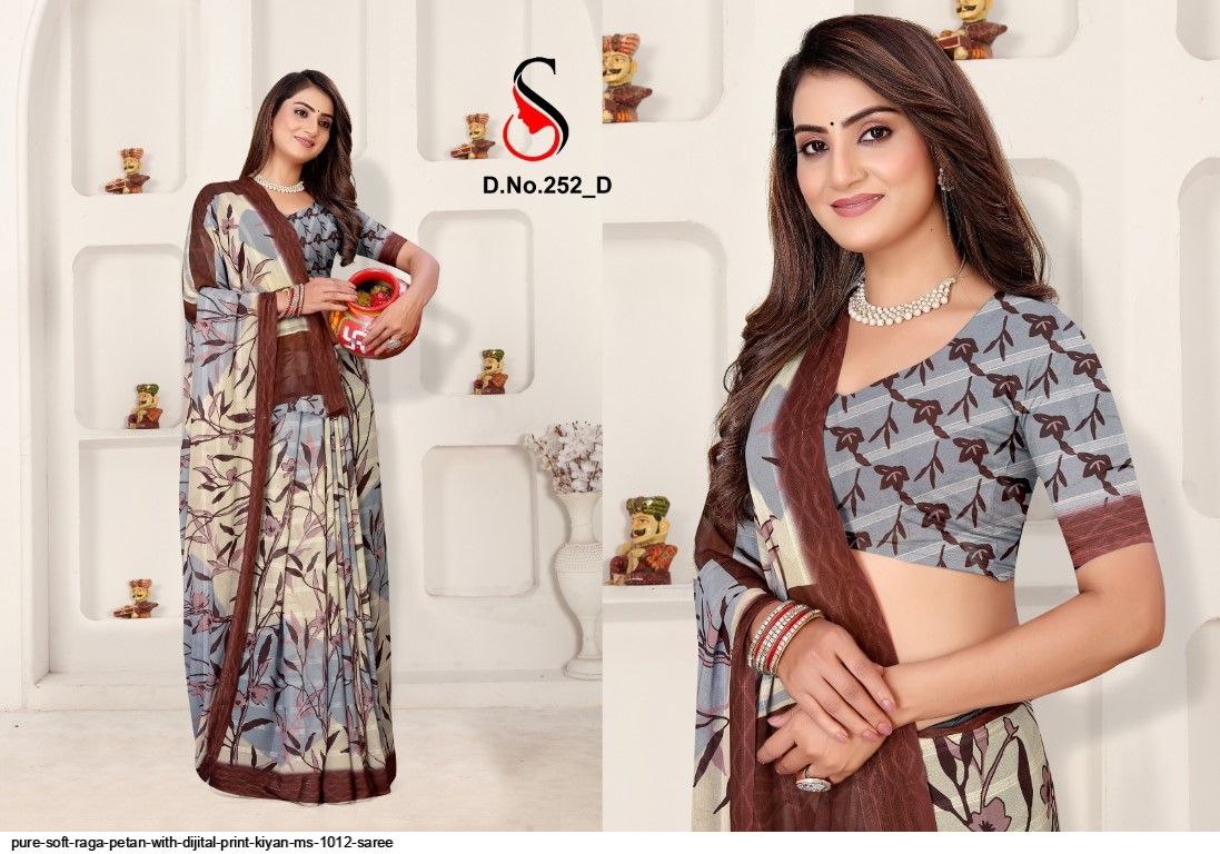 Pure Soft Raga petan with Dijital print kiyan MS-1012 saree