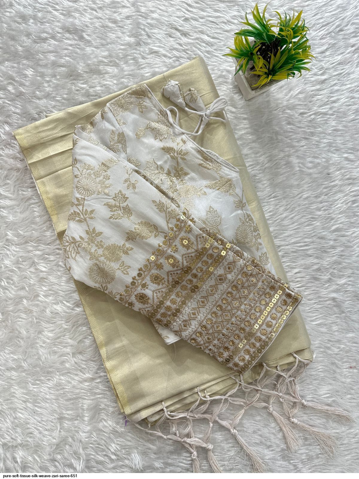 Pure Soft Tissue Silk Weave Zari Saree 651