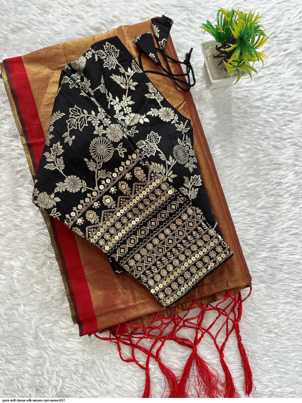 Pure Soft Tissue Silk Weave Zari Saree 651