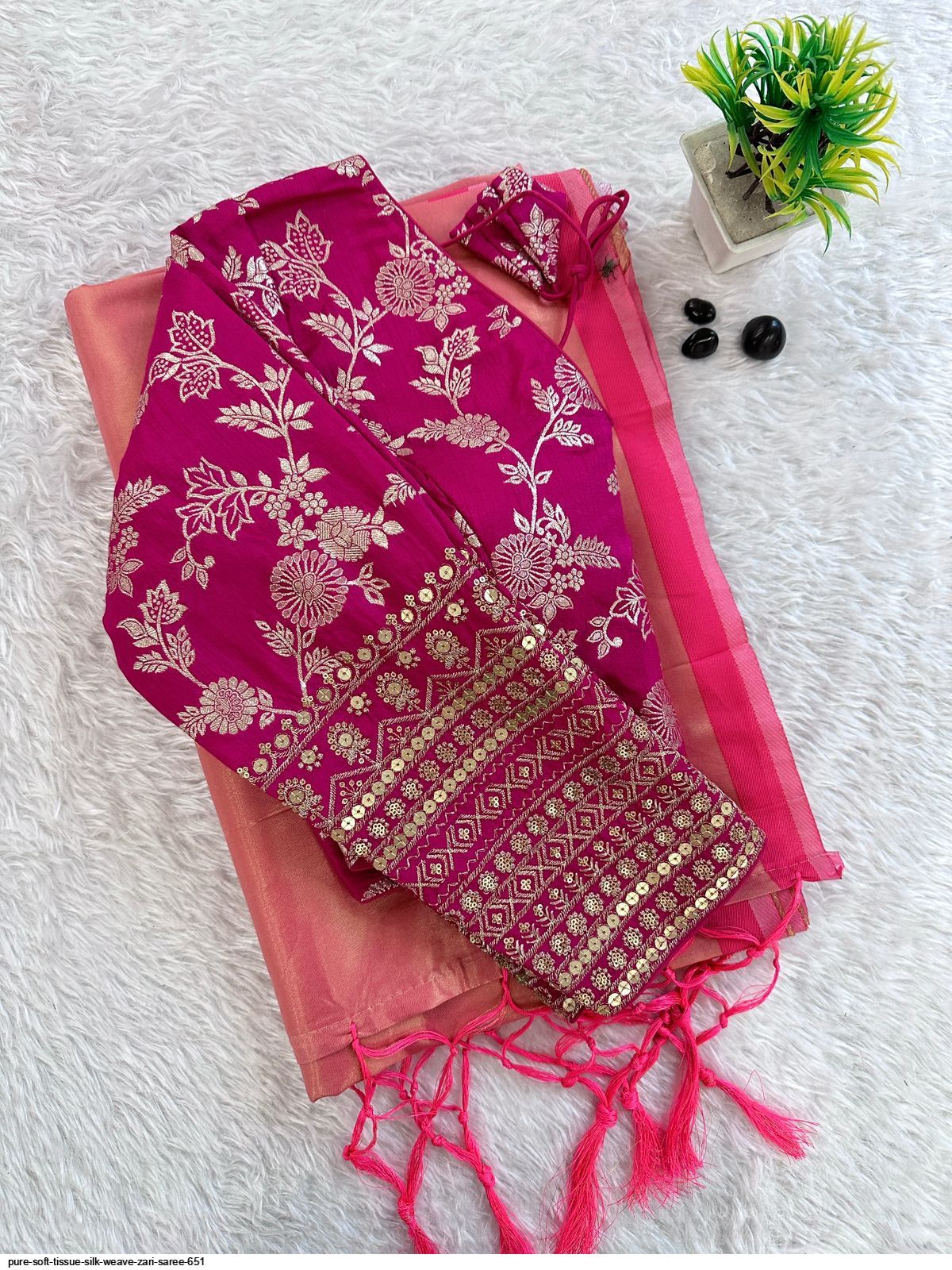 Pure Soft Tissue Silk Weave Zari Saree 651