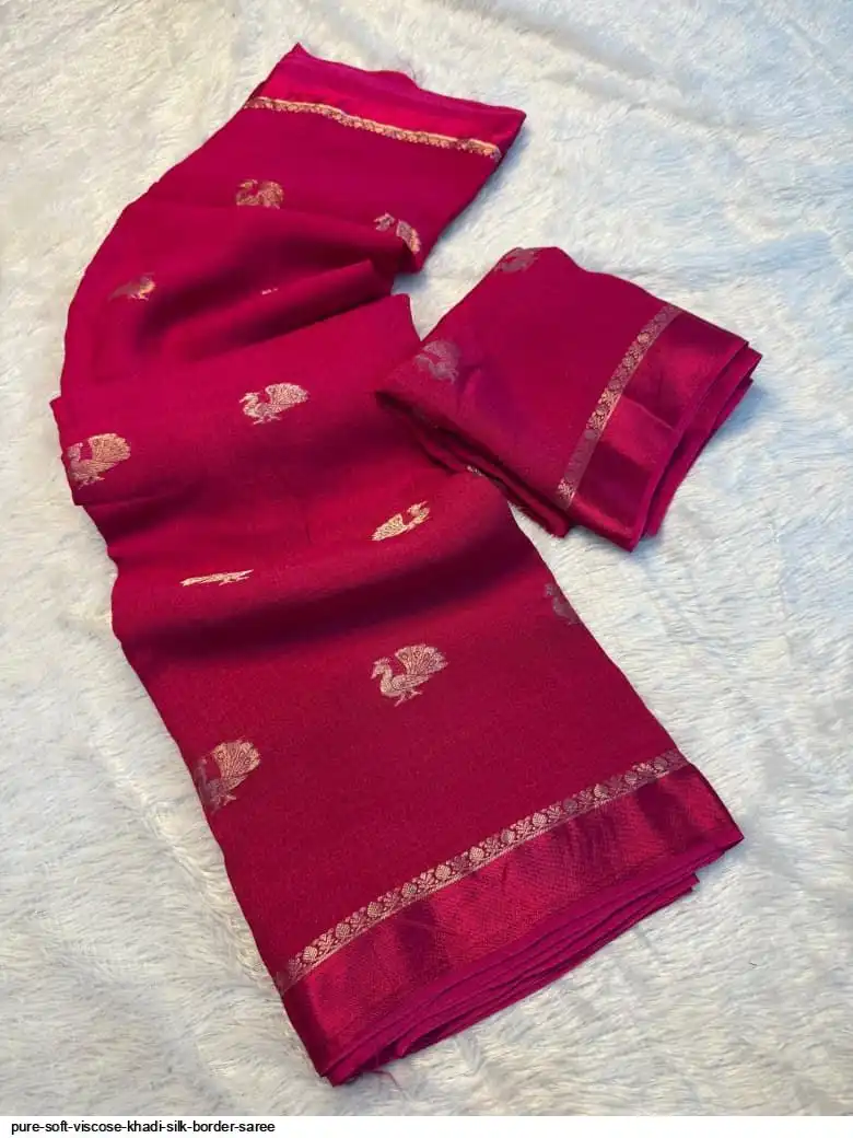 Pure soft Viscose Khadi silk border saree